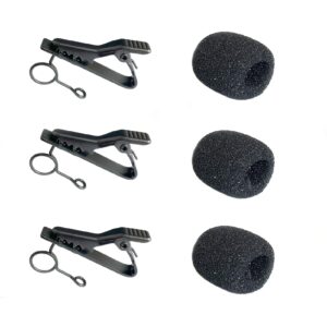 luwigs 3pcs lavalier microphone metal tie clips with 3pcs lapel mic windscreen foam covers, lapel microphone replacement kit, metal lapel mic clips sponge cover kit (6 pack, 7.5mm)