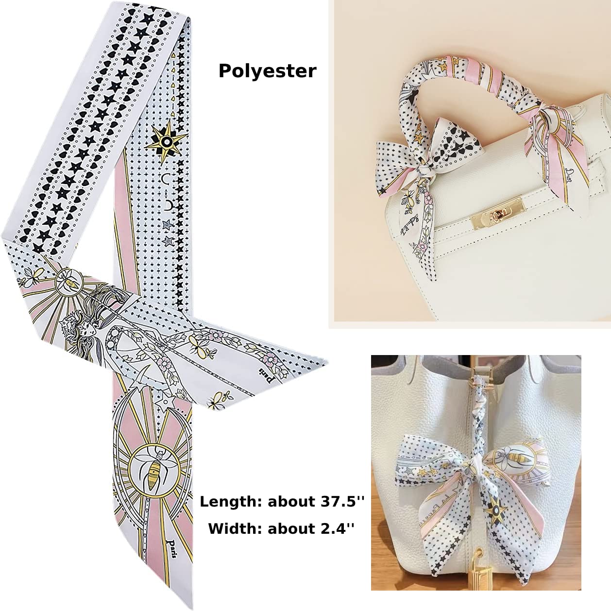 fashion ribbon scarf for hair 10 pcs hair scarf set chic polyester handbag handle ribbon scarf stylish hair headbands neck scarf neckerchief for women girls ladies