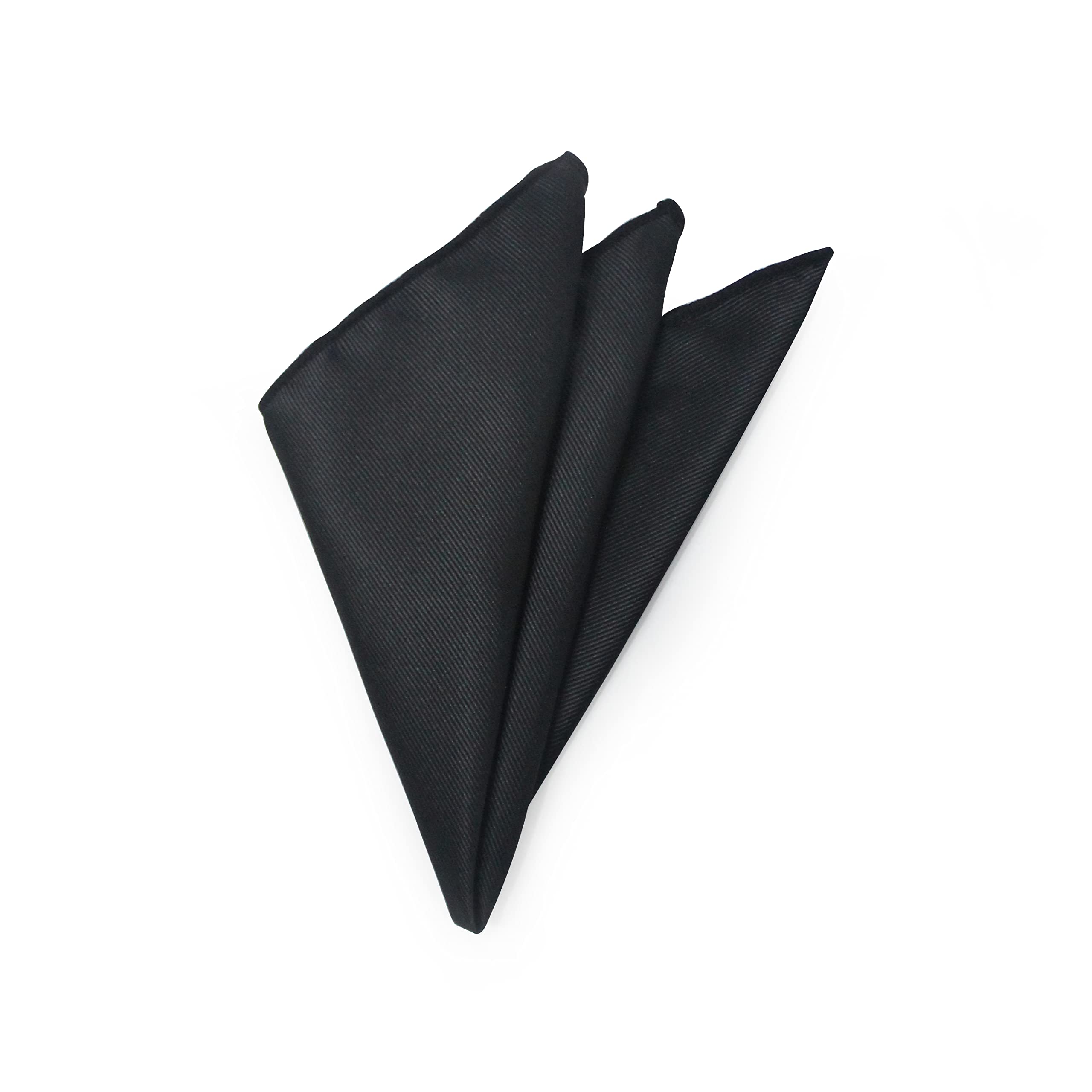 NEOVAT Black Solid Woven Pocket Squares For Men