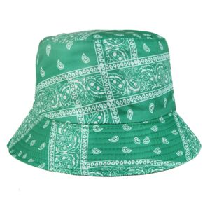 meanbeauty bucket hat cotton style unisex fisherman sun hats for men and women cashew flower outdoor cap beach hat(green)