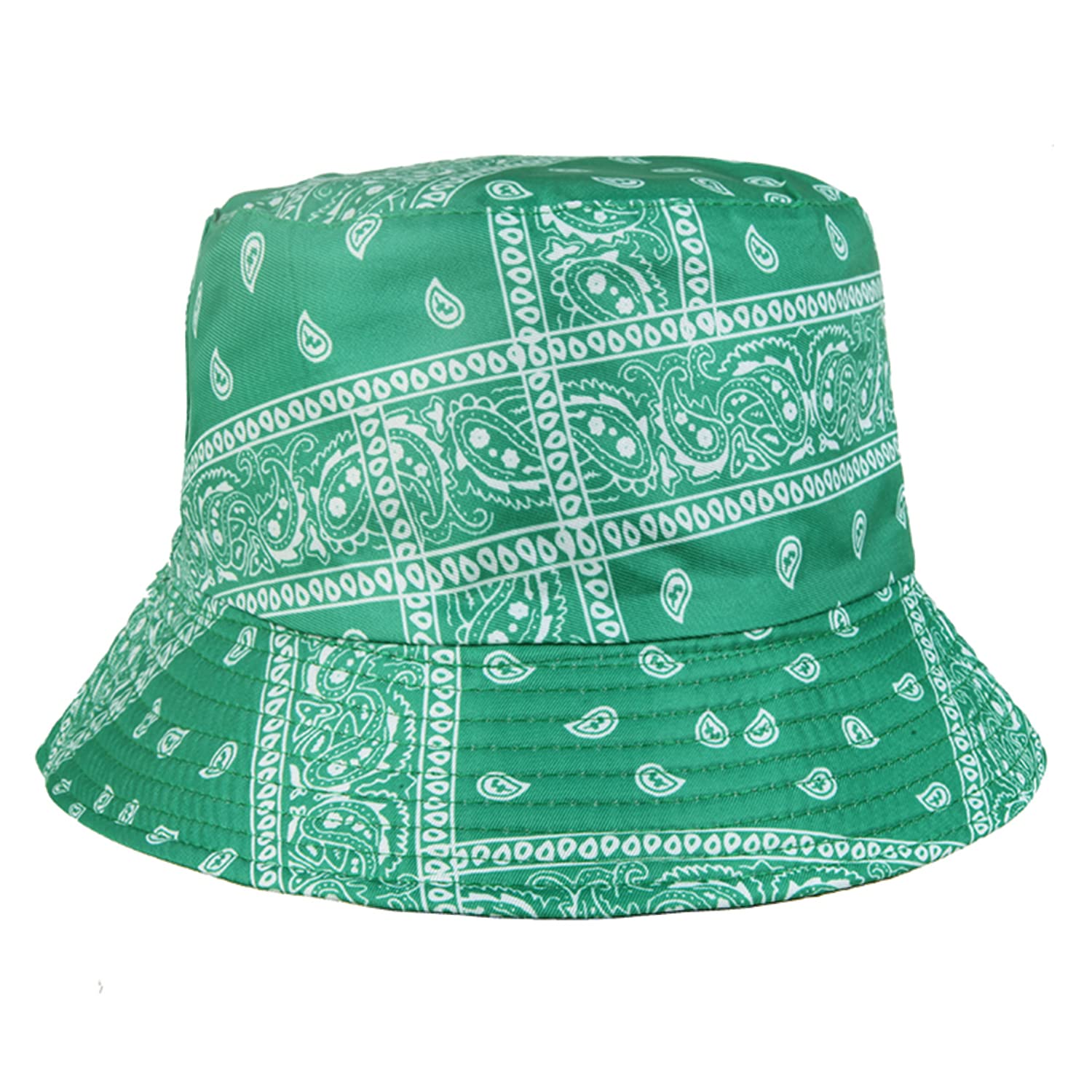 MEANBEAUTY Bucket Hat Cotton Style Unisex Fisherman Sun Hats for Men and Women Cashew Flower Outdoor Cap Beach Hat(Green)