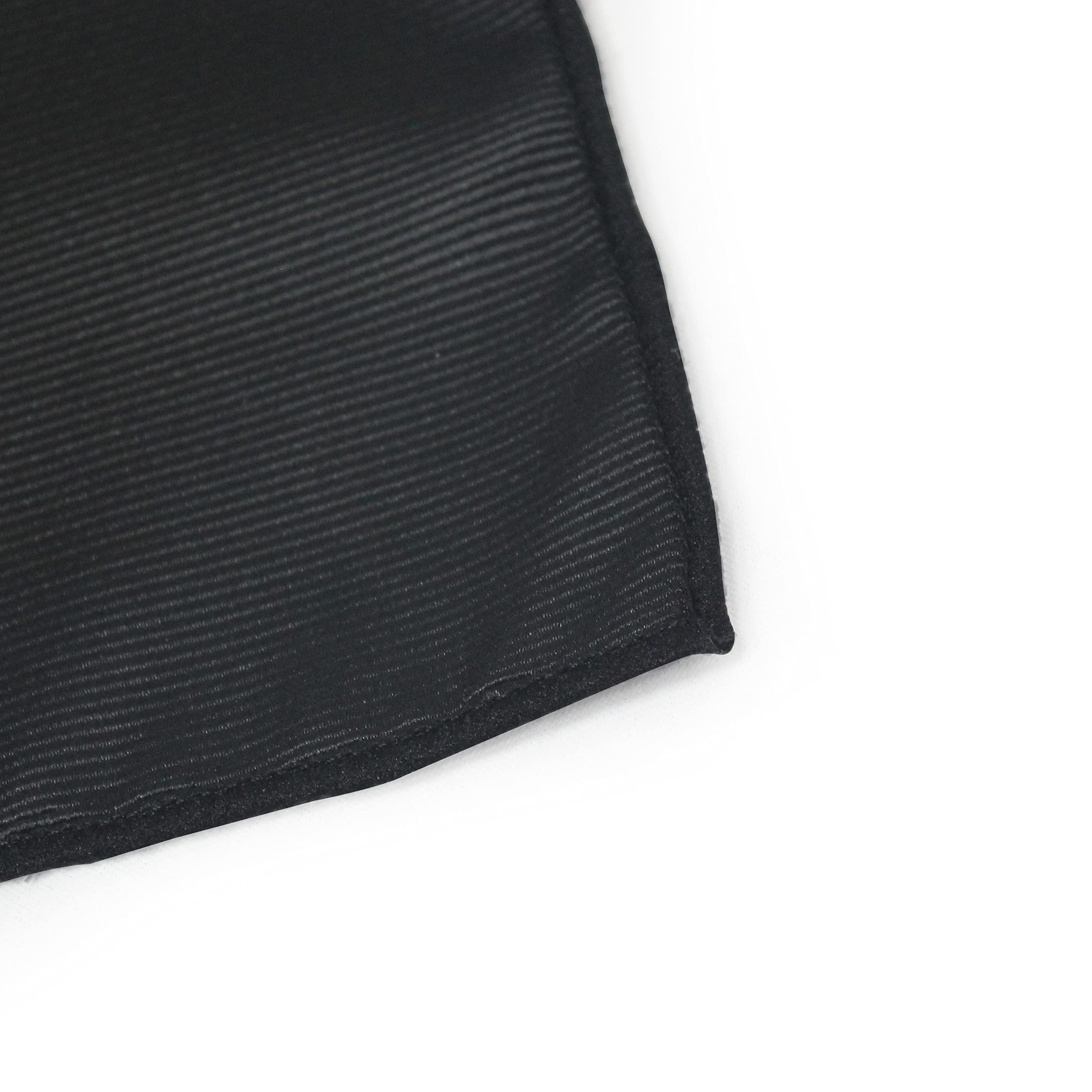 NEOVAT Black Solid Woven Pocket Squares For Men