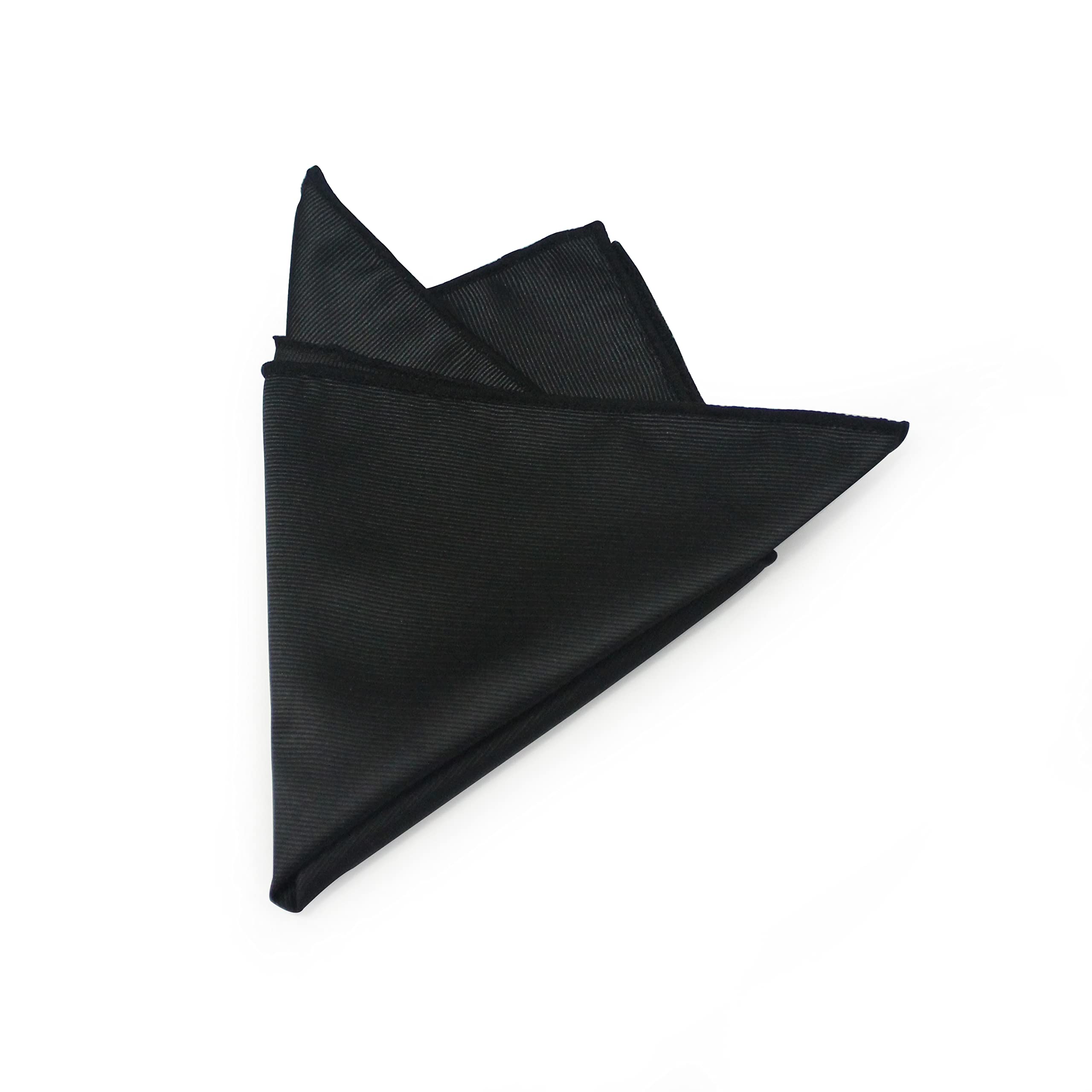 NEOVAT Black Solid Woven Pocket Squares For Men