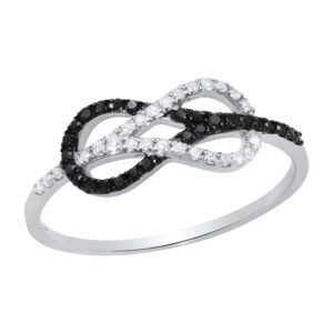 dazzlingrock collection 0.35 carat (ctw) round black & white diamond women infinity right hand ring 1/3 ct | 14k white gold, size 10