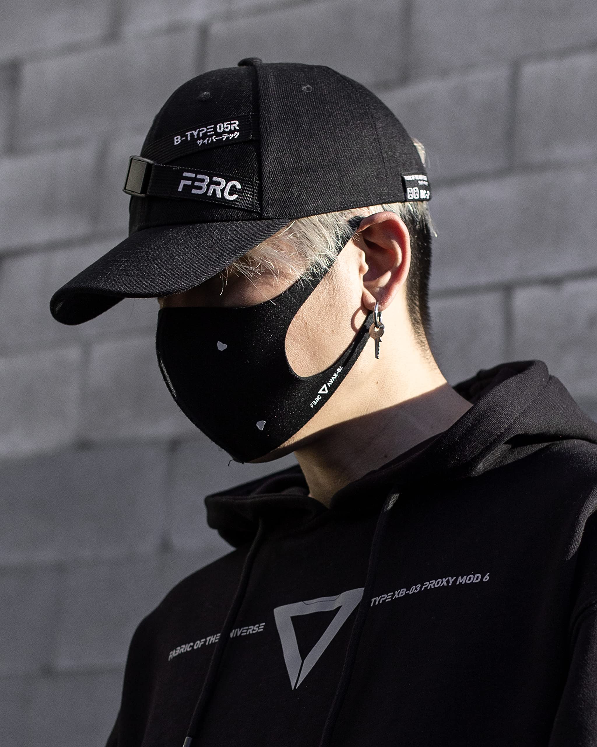 Fabric of the Universe Triangle Logo Techwear Japanese Streetwear Baseball Cap (Black B-Type 05R)