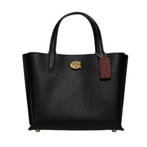 coach polished pebble leather willow tote 24 black