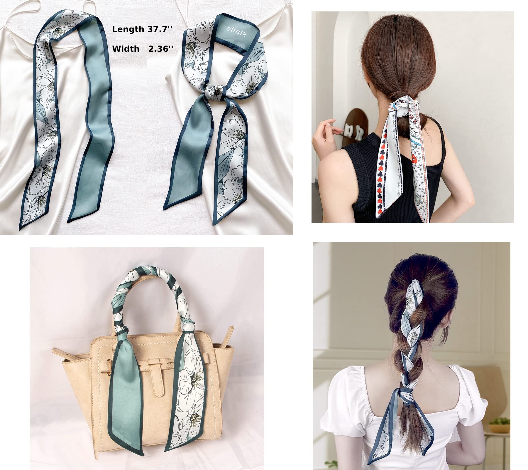 fashion ribbon scarf for hair 10 pcs hair scarf set chic polyester handbag handle ribbon scarf stylish hair headbands neck scarf neckerchief for women girls ladies