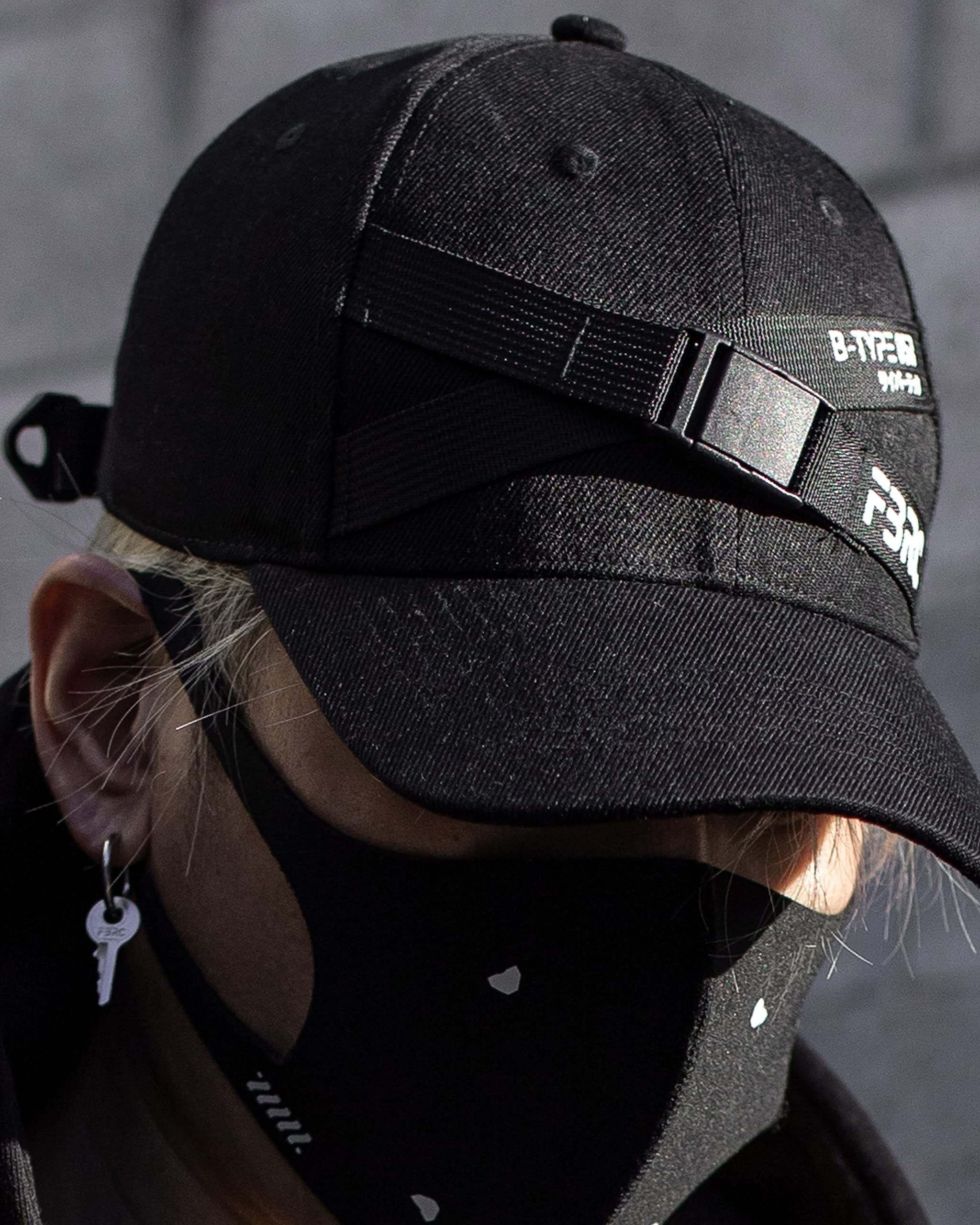 Fabric of the Universe Triangle Logo Techwear Japanese Streetwear Baseball Cap (Black B-Type 05R)