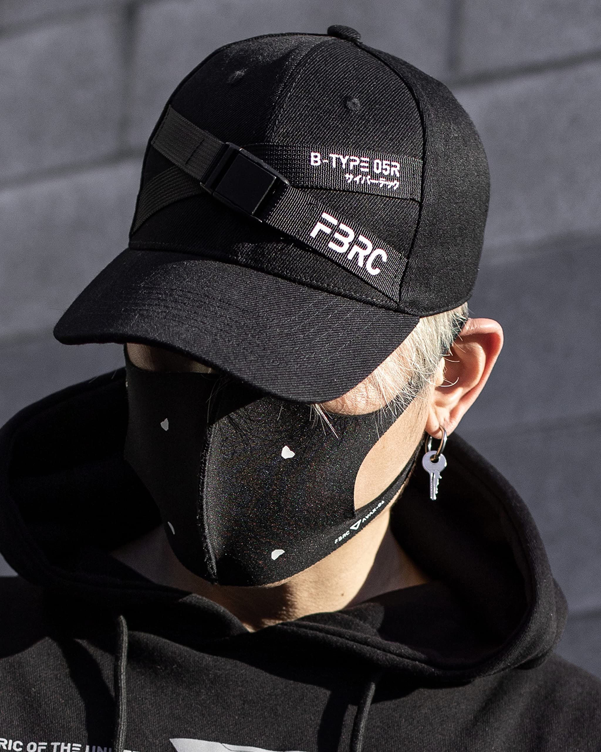 Fabric of the Universe Triangle Logo Techwear Japanese Streetwear Baseball Cap (Black B-Type 05R)