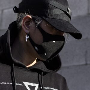 Fabric of the Universe Triangle Logo Techwear Japanese Streetwear Baseball Cap (Black B-Type 05R)