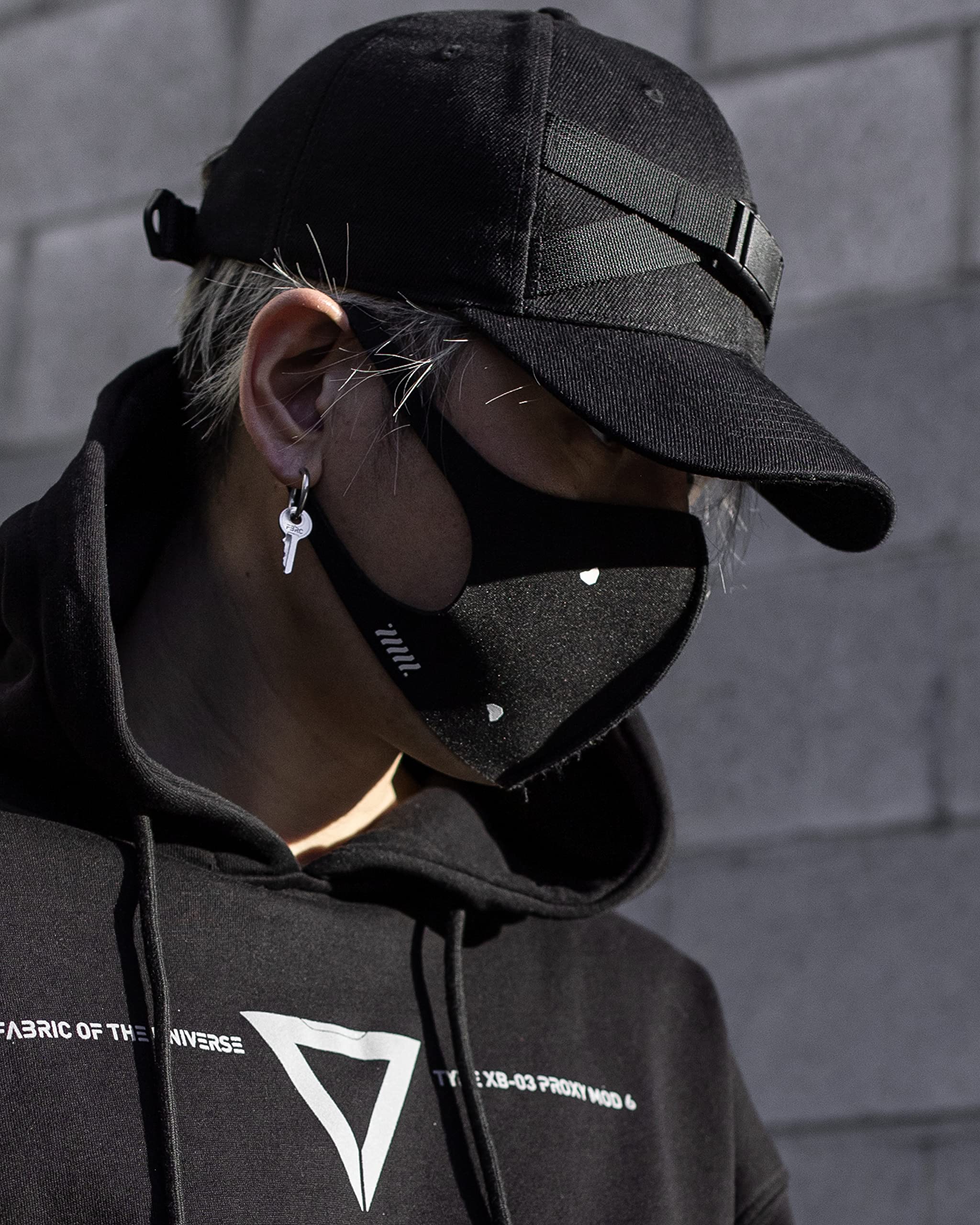 Fabric of the Universe Triangle Logo Techwear Japanese Streetwear Baseball Cap (Black B-Type 05R)