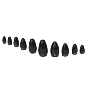 flat shiny black tungsten flipping weights, tungsten fishing sinker for bass(3/8oz, 12pcs)