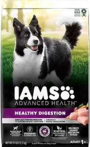 iams advanced health adult healthy digestion dry dog food with real chicken, 27 lb. bag