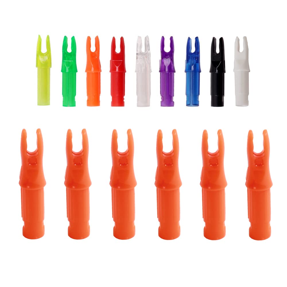 SOPOGER 50 Packs Archery Arrows Nocks - Arrow Inserts for Carbon Arrows .244/6.20mm Plastic Arrow Nocks for DIY Hunting Shooting (Orange)