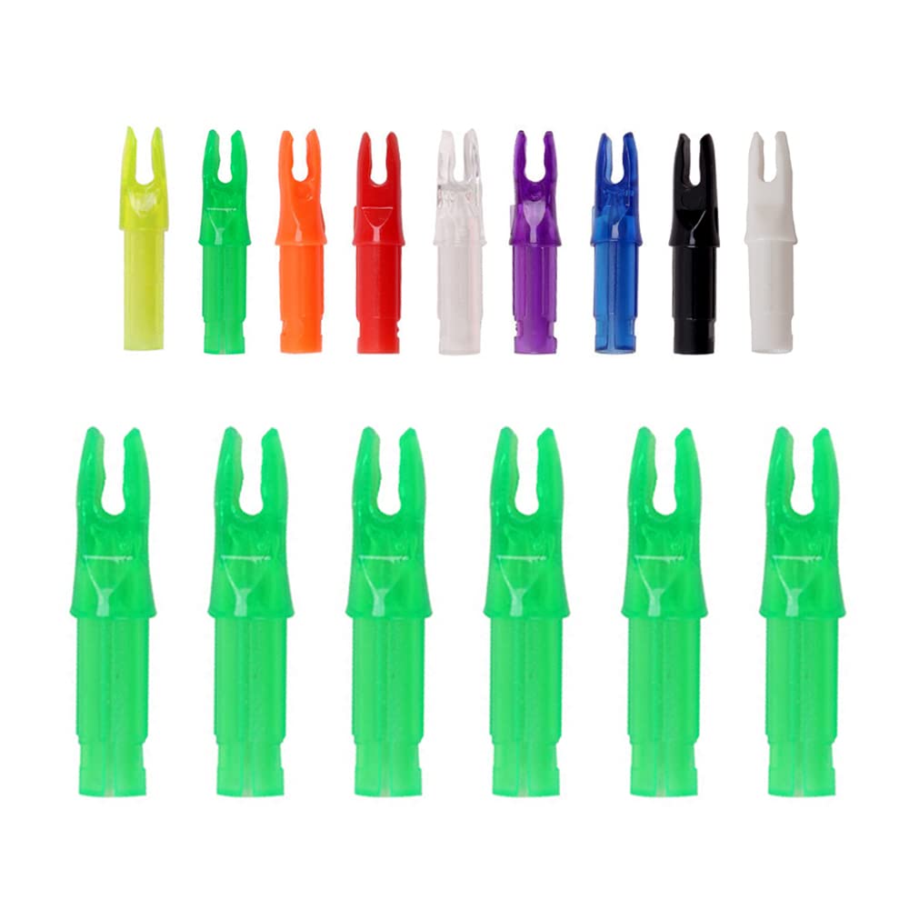 SOPOGER 50 Packs Archery Arrows Nocks - Arrow Inserts for Carbon Arrows .244/6.20mm Plastic Arrow Nocks for DIY Hunting Shooting (Green)