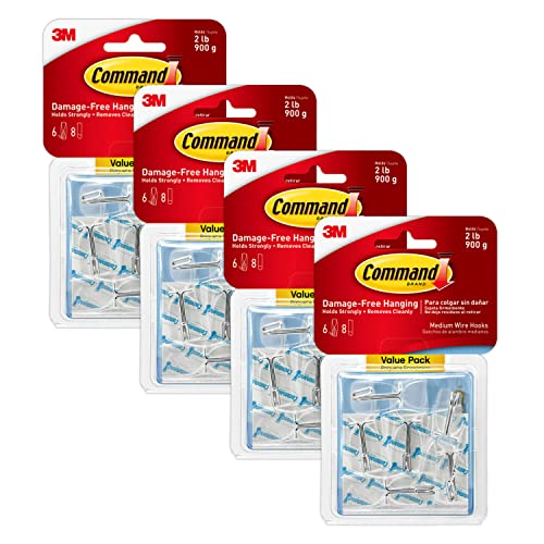 Command 17065CLR-6ES Wire Hook, 24 Hooks ( 4 Count )