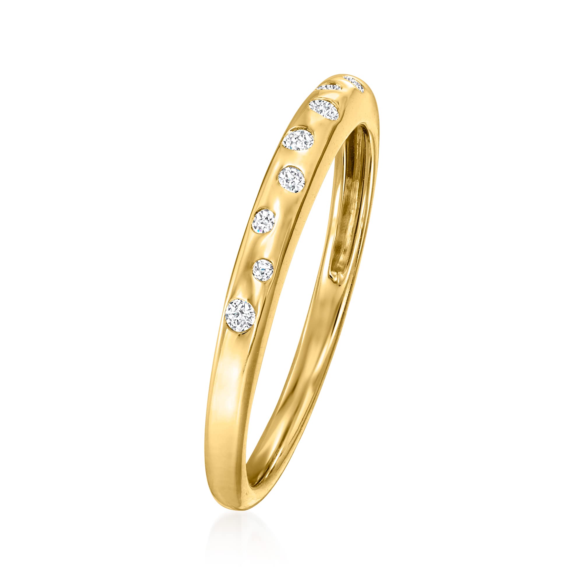 RS Pure by Ross-Simons 0.10 ct. t.w. Diamond Dotted Ring in 14kt Yellow Gold. Size 7