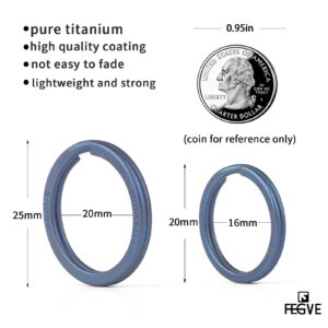 FEGVE Titanium Key Rings Split Rings 4 Packs, Key Rings for Keychains, Keychain Ring for Home Car Keys Organization (Blue - 20mm / 0.79inch)