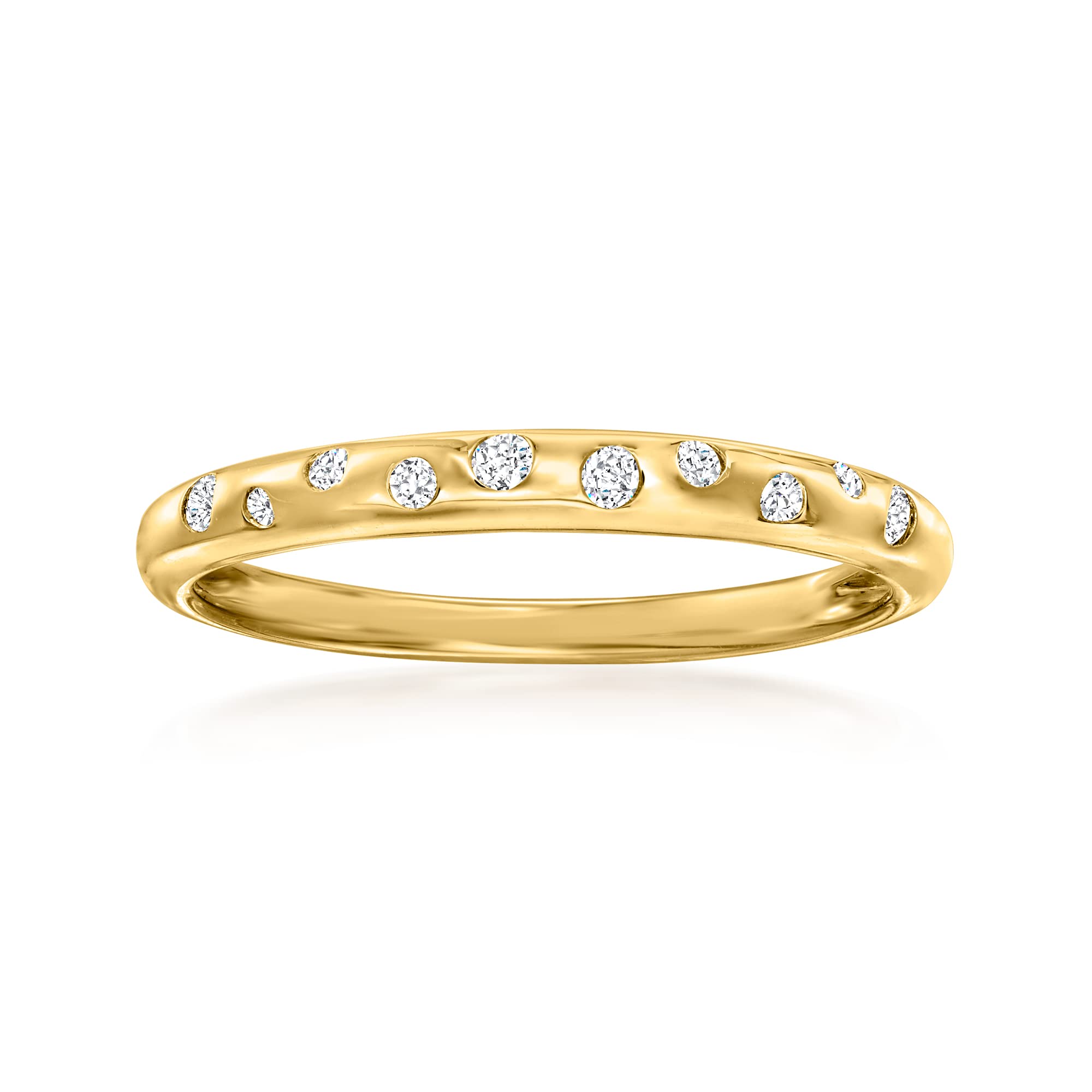 RS Pure by Ross-Simons 0.10 ct. t.w. Diamond Dotted Ring in 14kt Yellow Gold. Size 7