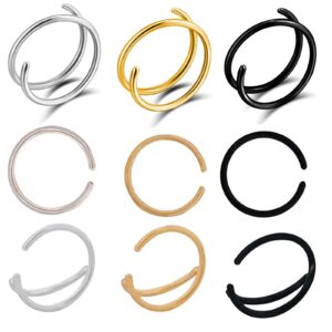 choice of all double nose ring for single piercing double hoop nose ring for women double nose ring for teen girls spiral nose hoop rings for women