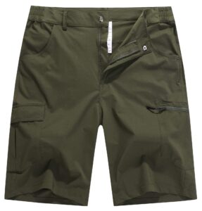 men's quick dry cargo hiking shorts stretchy lightweight 5 pockets camping cycling fishing work shorts army green 40