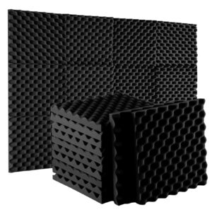 sound proof foam panels for walls: 12 pcs acoustic foam panels with double side adhesive sticker for studio recording office bedroom home theaters 1 x 12 x 12 inches (oval black)