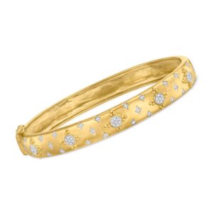 ross-simons 0.20 ct. t.w. diamond cluster bangle bracelet in 18kt gold over sterling. 7 inches