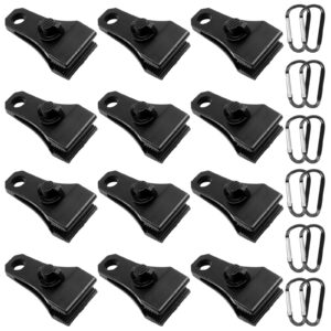 upgrade large tarp clips heavy duty lock grip -total 24 pcs tarp clamps thumb screw tent fasteners clips with carabiner for camping awnings caravan canopies car truck swimming pool boat cover clips