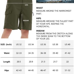 Men's Quick Dry Cargo Hiking Shorts Stretchy Lightweight 5 Pockets Camping Cycling Fishing Work Shorts Army Green 40