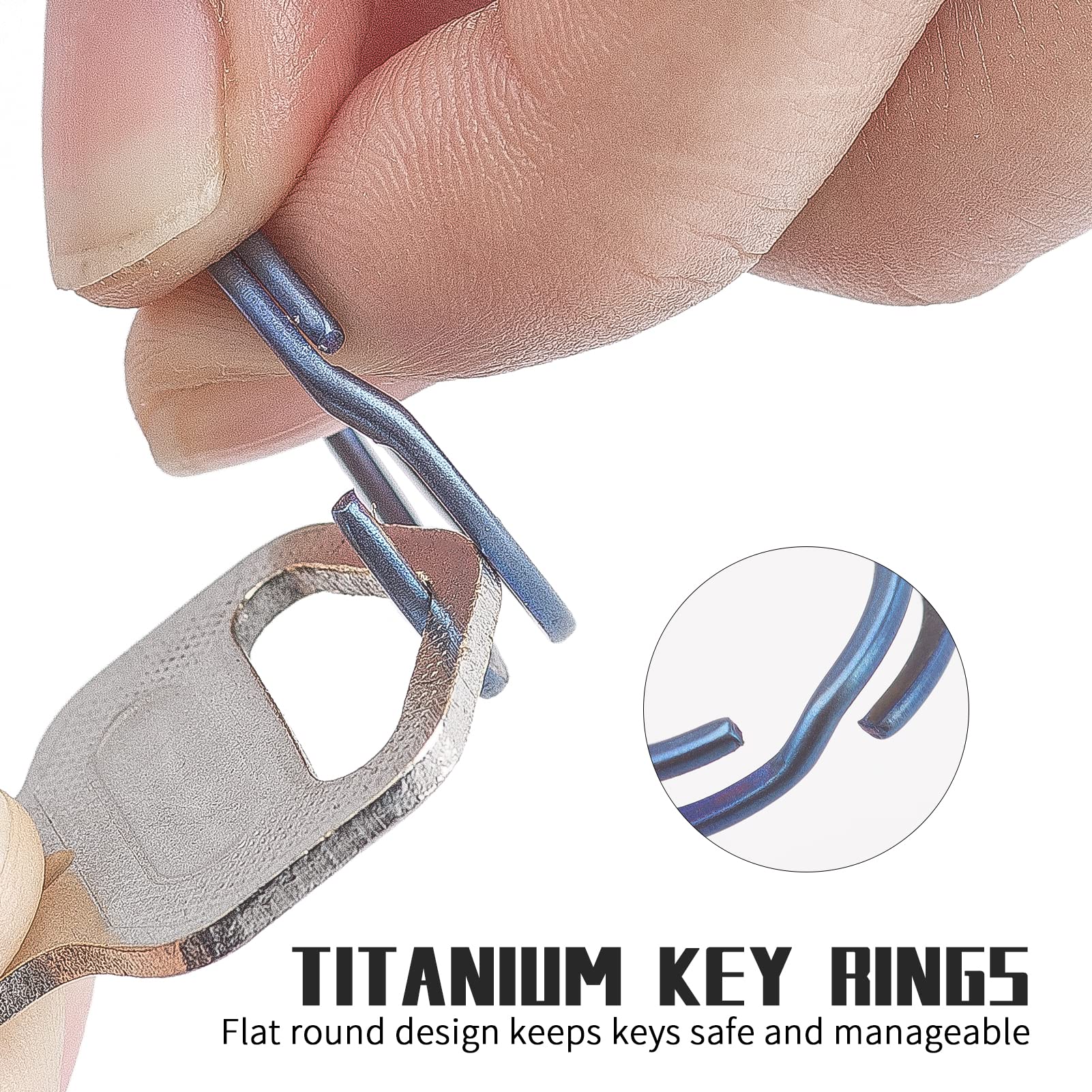 FEGVE Titanium Key Rings Split Rings 4 Packs, Key Rings for Keychains, Keychain Ring for Home Car Keys Organization (Blue - 20mm / 0.79inch)