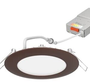 Juno WF6 SWW5 90CRI ORB M6 Round LED Wafer Downlight, 120 Volts, Switchable Color Temperature 2700K/3000K/3500K/4000K/5000K, Triac Dimming, 6-Inch Ultra Thin Trim, Oil Rubbed Bronze