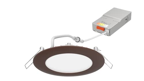 Juno WF6 SWW5 90CRI ORB M6 Round LED Wafer Downlight, 120 Volts, Switchable Color Temperature 2700K/3000K/3500K/4000K/5000K, Triac Dimming, 6-Inch Ultra Thin Trim, Oil Rubbed Bronze