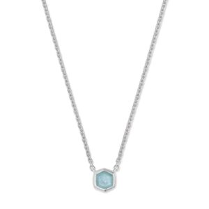 Kendra Scott Davie Pendant Necklace in Sterling Silver, Fine Jewelry for Women, Aquamarine