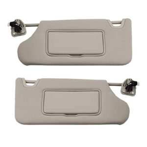 dasbecan gray pair sun visor compatible with nissan altima 2013-2018 with mirror and vanity light without sunroof replaces# 96401-3ta2a