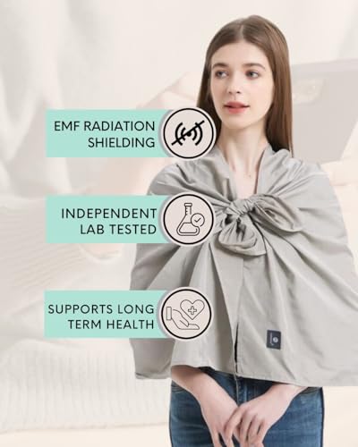 Radia Smart® EMF Protection Scarf, Silver Fiber Fabric, RF Blocker Radiation Protection, 5G, WiFi, Cellular, Bluetooth. High Shielding Efficiency. Multiple Ways To Wear.