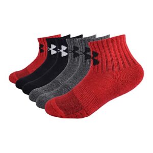 under armour boys multi pack quarter sock, red, 2-4t us