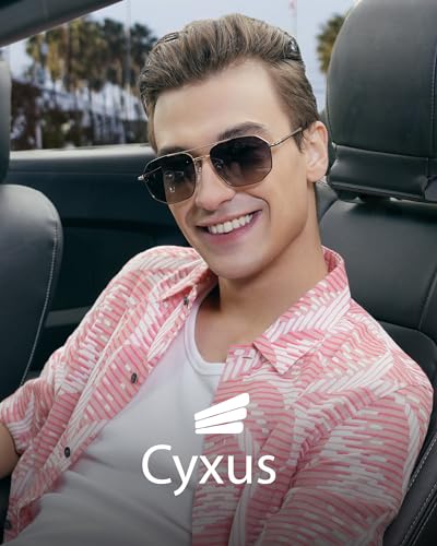 Cyxus Military Aviator Sunglasses for Men Trendy Pilot Shade Metal Frame Polarized Lens UV Protection for Outdoor（1021W06 Brown）