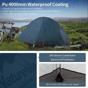 Naturehike Bikepacking 1 Person Tent, Waterproof Easy Set up Free Standing Single Person Tent, Lightweight Backpacking Tent for 1 Person, One Person Tent with Footprint Included