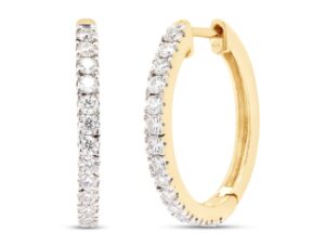 savearth diamonds 1 1/10 ct.t.w round cut lab created g-h color moissanite diamond hoop earrings in 14k yellow gold over sterling silver jewelry for women engagement wedding, (1.10 cttw, vvs1 clarity)