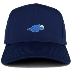 trendy apparel shop triceratops dinosaur patch structured baseball cap - navy