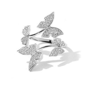 jukoclut dainty plated cubic zirconia butterfly charm stacking adjustable open rings for women silver