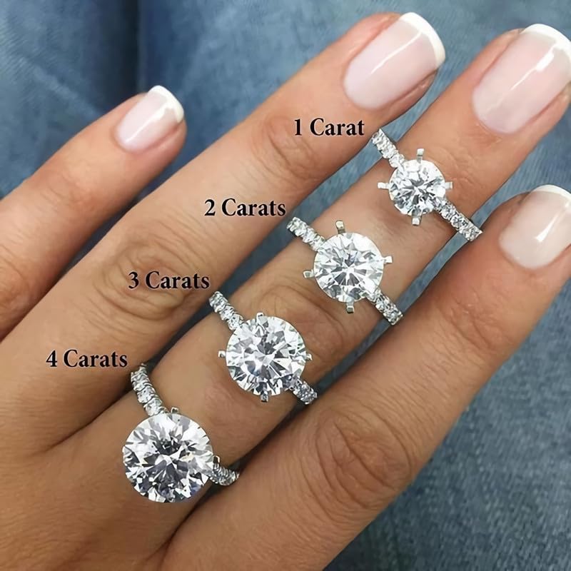 Molioaki 3.2 Carat (ctw) moissanite engagement rings for women Platinum Plated Silver ring moissanite rings- 11.5