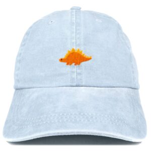 trendy apparel shop stegosaurus dinosaur patch pigment dyed washed baseball cap - light blue