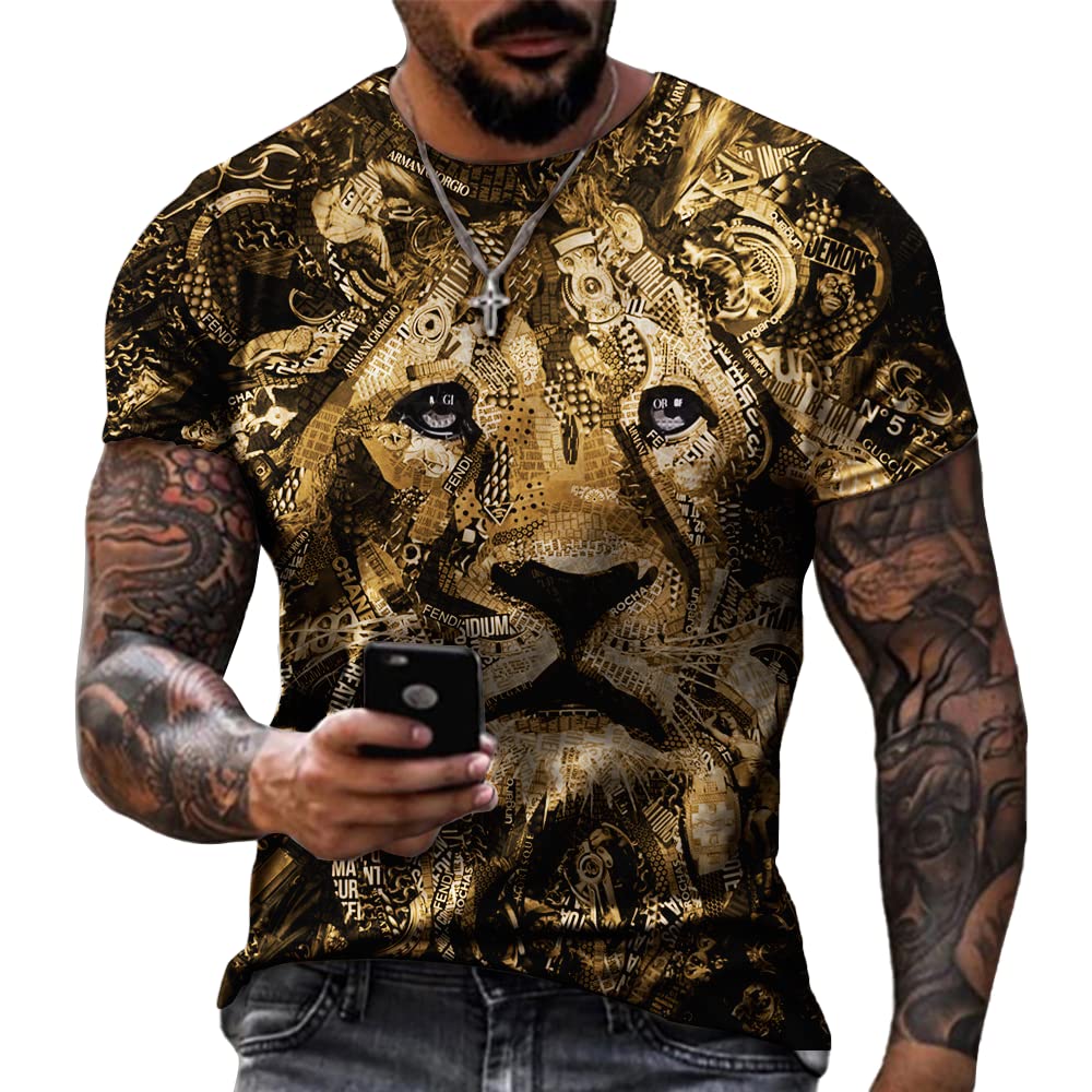 Taamlou Men's Muscle Fitness Short Sleeve Printed Personalized Fashion Sweatshirt Fashionable T-Shirt(TSM00811BD,L)