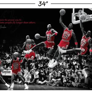 Trends International Michael Jordan - Fly Wall Poster, 22.37" x 34.00", Poster & Push Pin Bundle