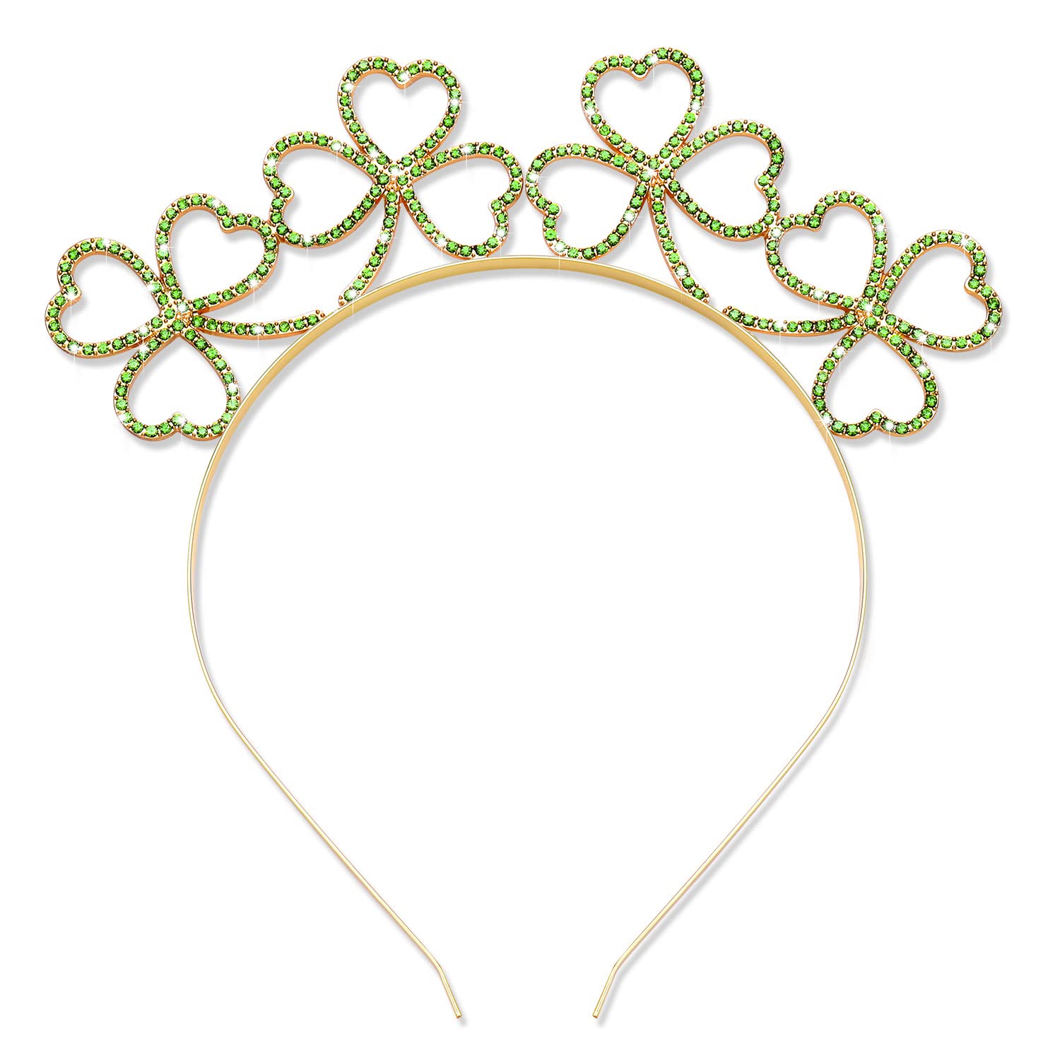 ZITULRY St Patrick's Day Headband Rhinestone Shamrock HAPPY ST.PATRICKS Letter Hairband Crystal Irish Green Lucky Clover Headpiece