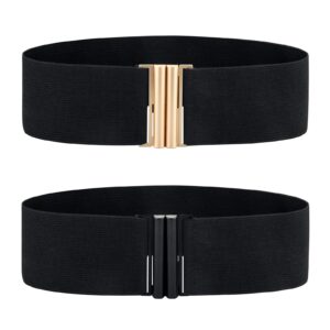 alphyly neries 2 pack womens belt wide elastic belt, black vintage plus stretchy waist belt, cinch trimmer belt