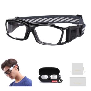 soogree racquetball goggles - sports glasses basketball football protective eyewear anti fog shock absorption with adjustable strap (g8015 black frame black pad)