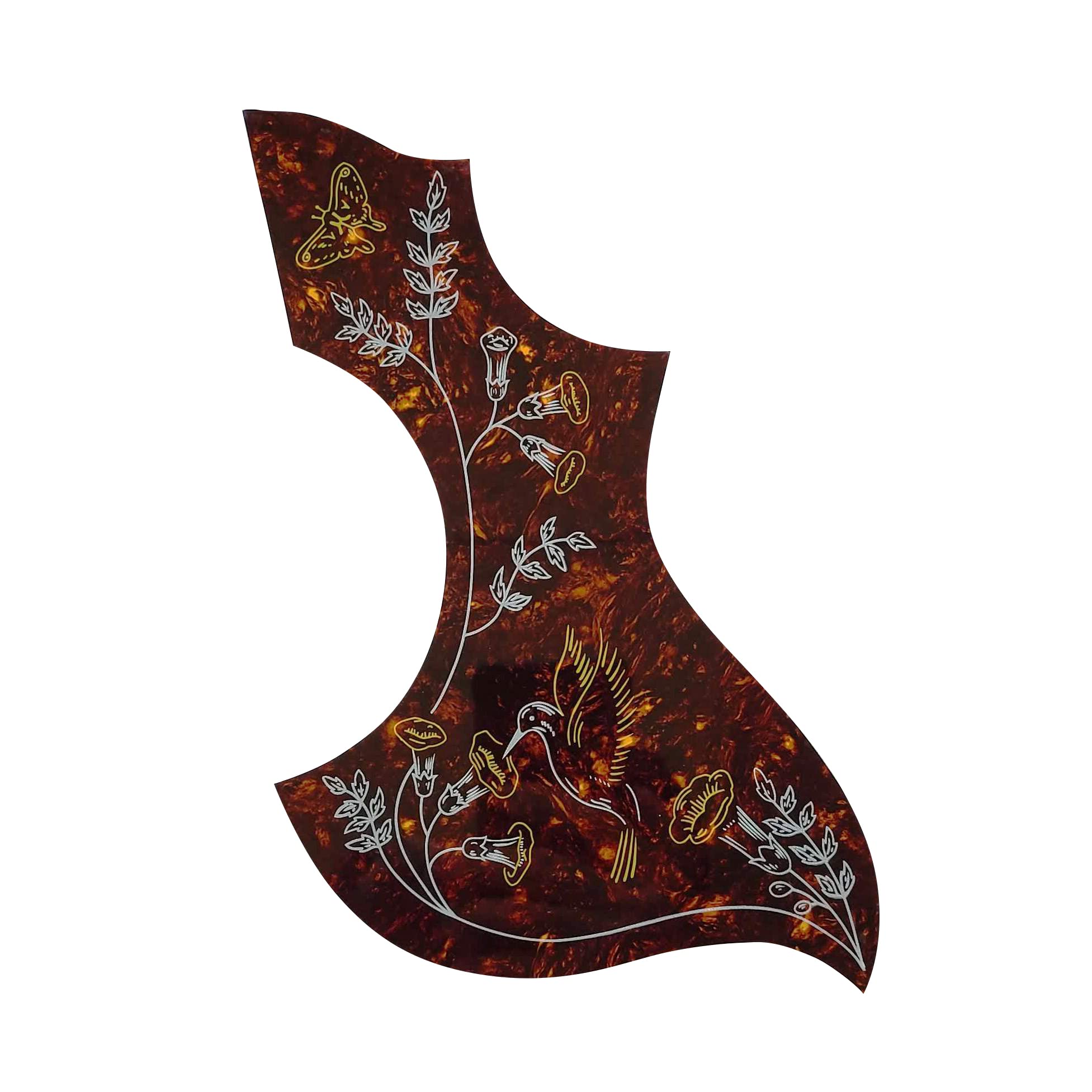 Hummingbird Pickguard Compatible w/Gibson Acoustic Guitar, Adhesive back, Tortoise