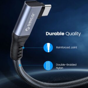 ORICO Cable Compatible with Thunderbolt 4 Right Angle 0.98FT, 40Gbps USB C to USB C Cable with 100W Charging/Display 8K@ 60Hz for MacBooks, iPad Pro, Thunderbolt 4/3 Hub and USB-C Device